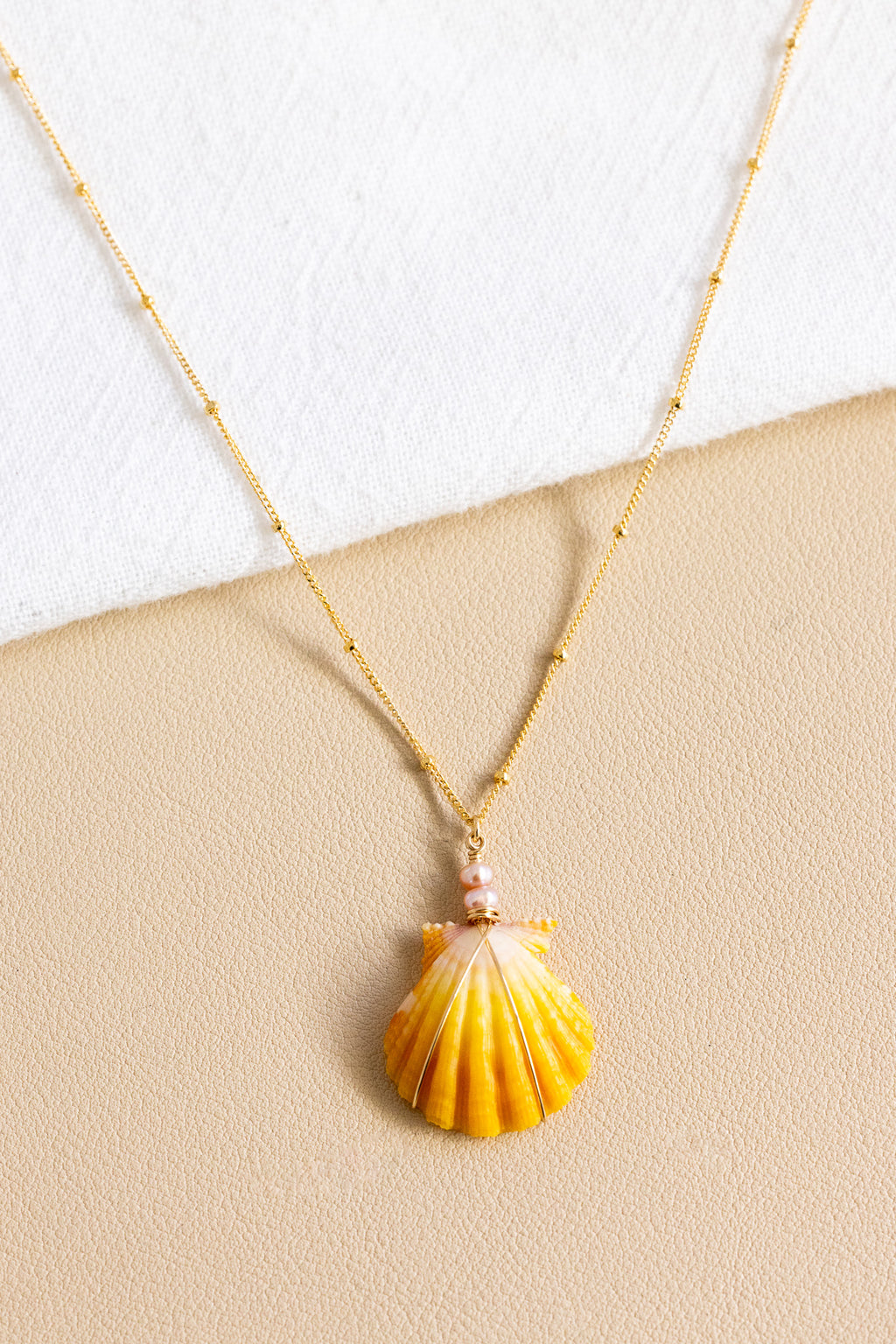 Sunrise Shell Mini Pink Pearl Boxy Beam Necklace – Laine Honolulu