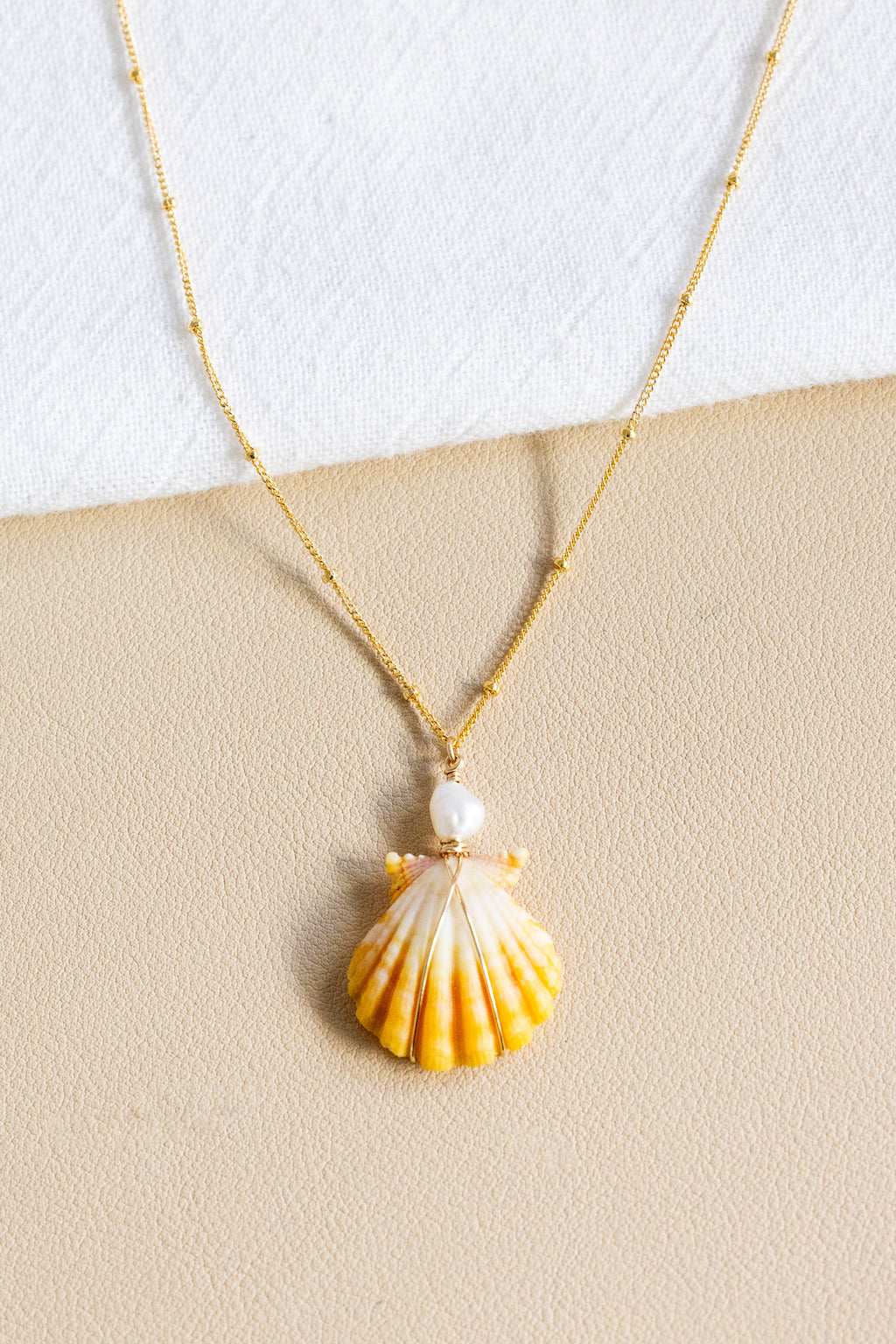 Sunrise Shell Keshi Pearl Boxy Beam Necklace – Laine Honolulu