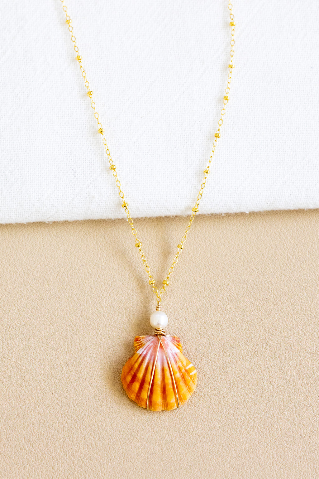 Round Pearl & Sherbert Sunrise Shell Necklace – Laine Honolulu