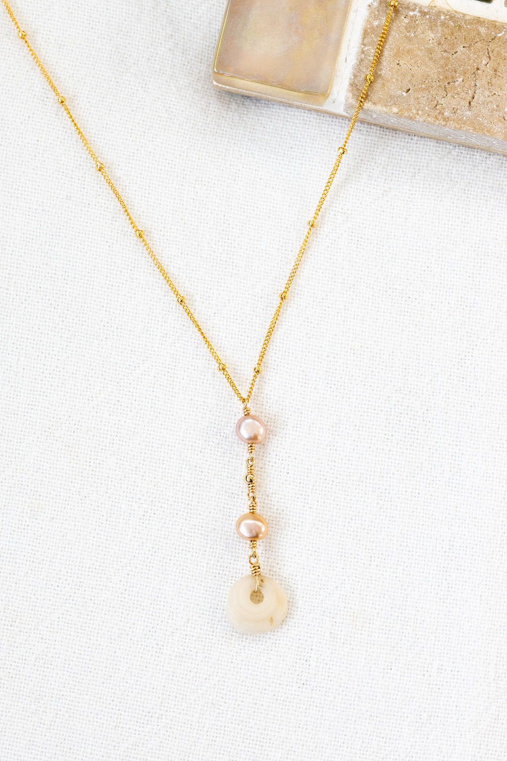 Pink Pearl, Bead, & Puka Shell Necklace – Laine Honolulu
